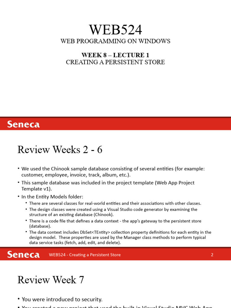 Lecture 81 Creating A Persistent Store Pdf Databases Class Computer Programming 