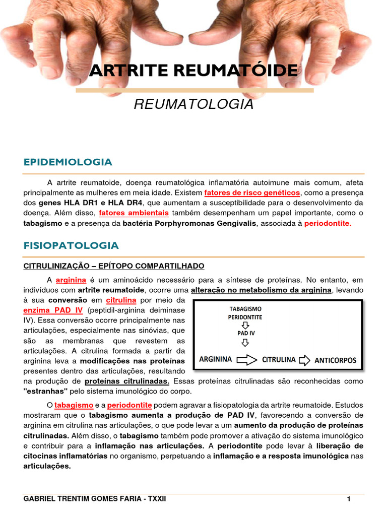 Fisiopatologia da Artrite Reumatoide | PDF | Artrite | Artrite reumatoide