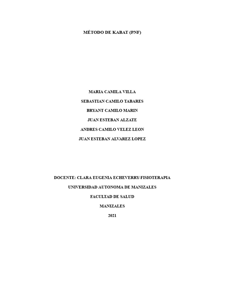 Método de Kabat (PNF) | PDF | Sistema musculoesquelético | Extremidades ...