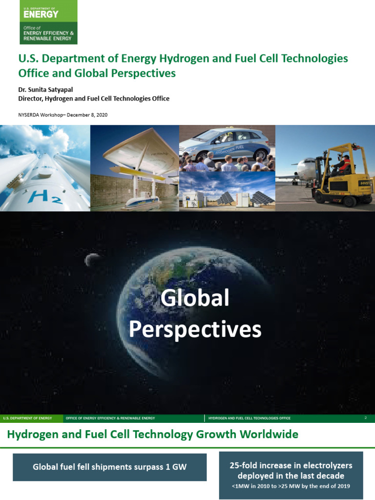 DR Sunita Satyapal US DOE Hydrogen and Fuel Cell Technologies Office and Global Perspectives ...