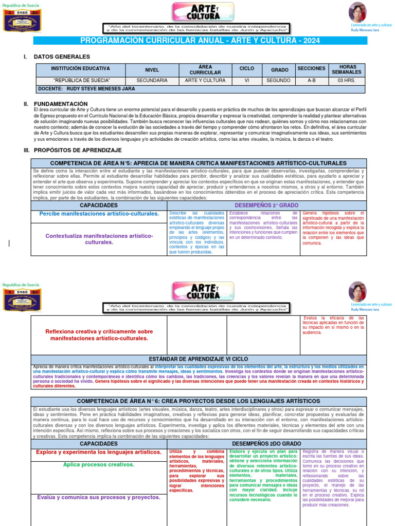 programación curricular anual SEGUNDO AÑO EN PROCESO | PDF | Evaluación | Aprendizaje