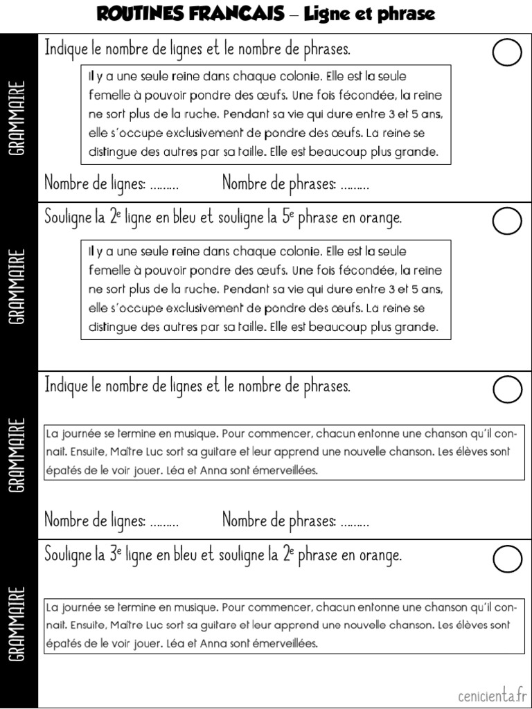 Routines Français : Types et Structures de Phrases | PDF | Sujet ...