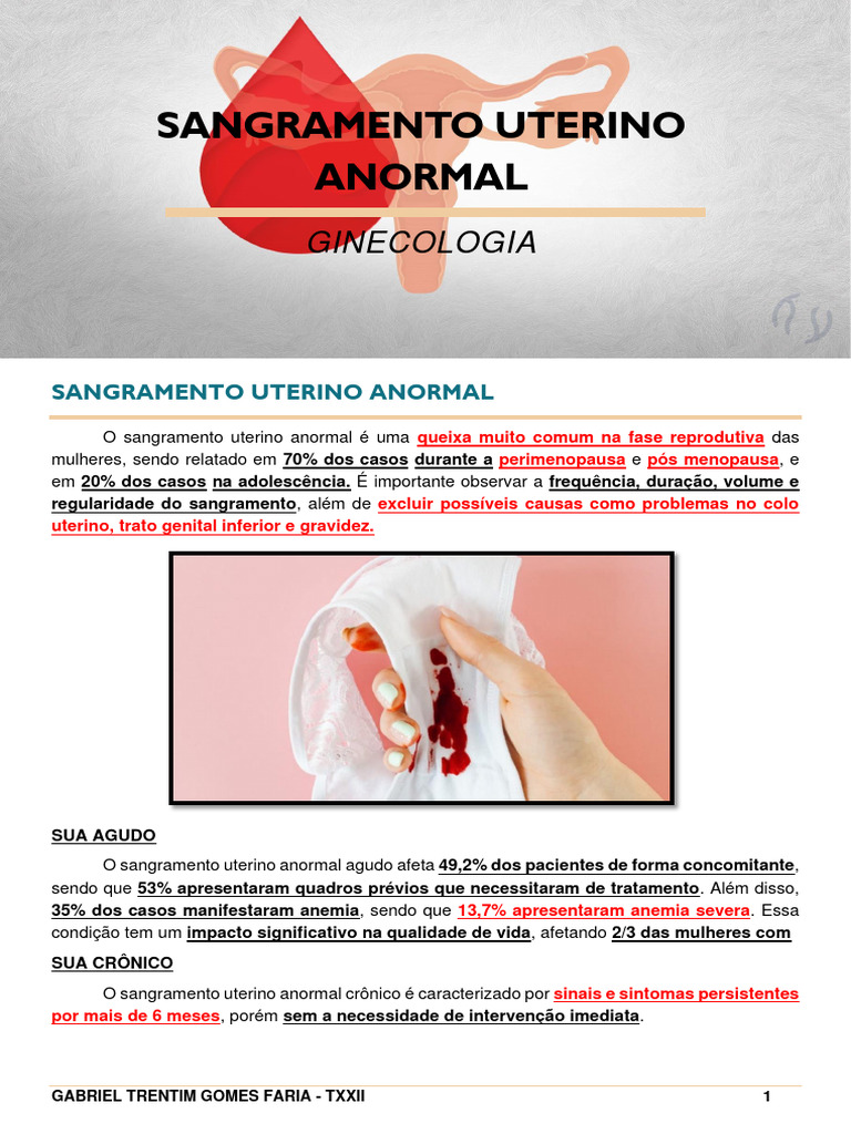 Sangramento Uterino Anormal: Causas e Tratamento | PDF | Menopausa ...