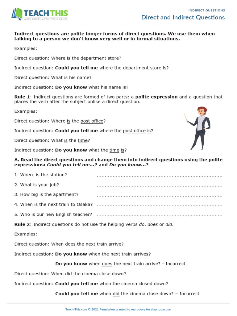 Direct and Indirect Questions | Download Free PDF | Question ...