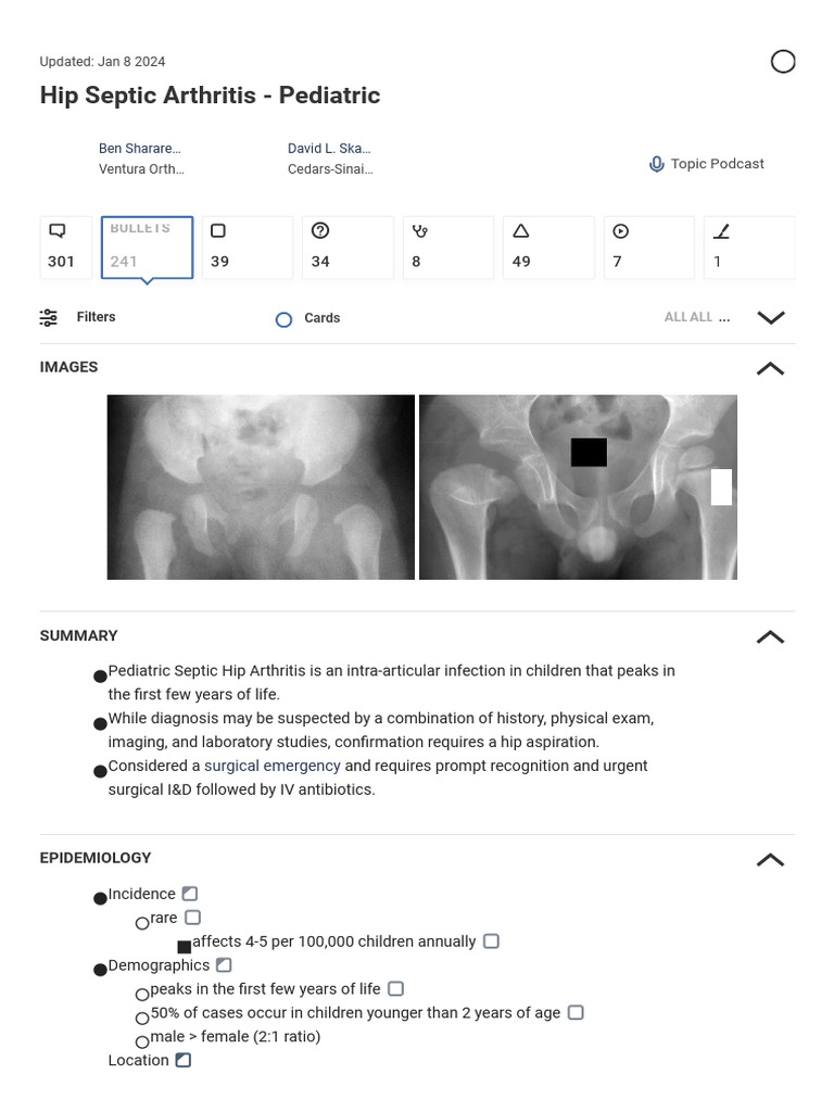 Hip Septic Arthritis - Pediatric | PDF | Immunology | Medicine