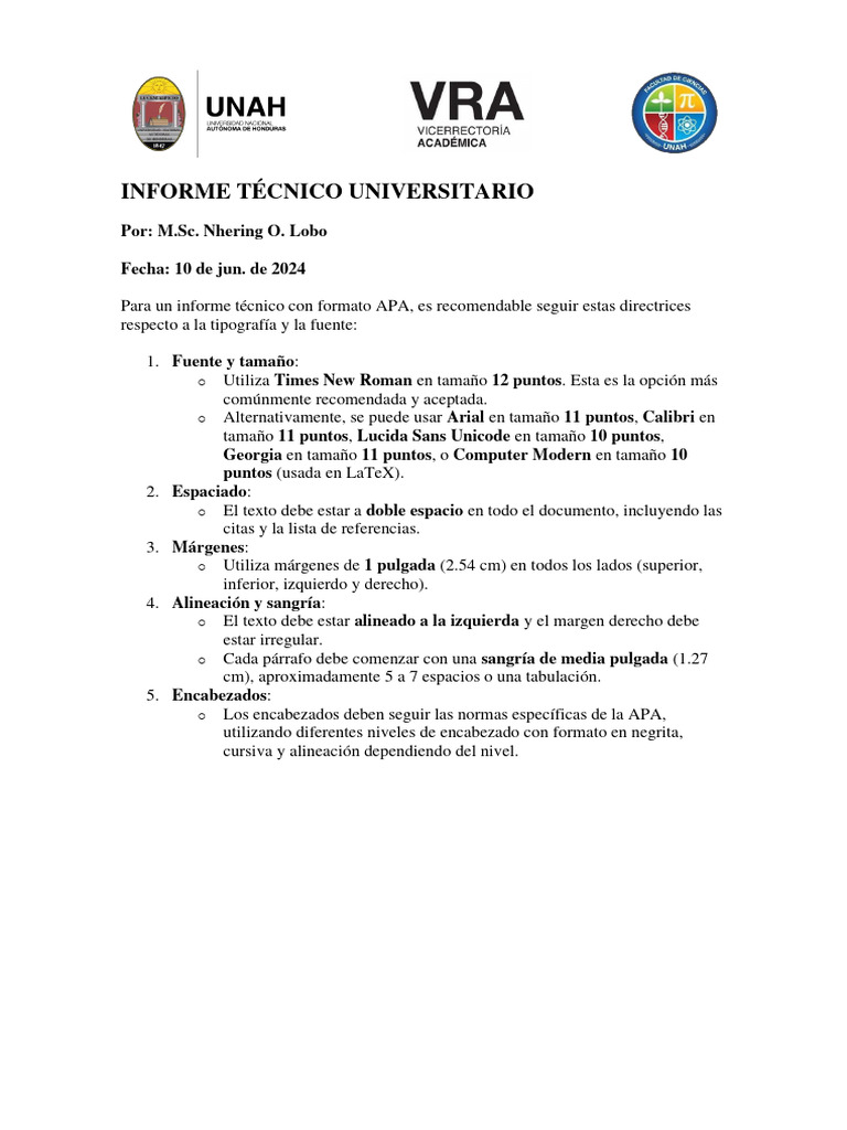 Informe Técnico Universitario | PDF | Estilo apa