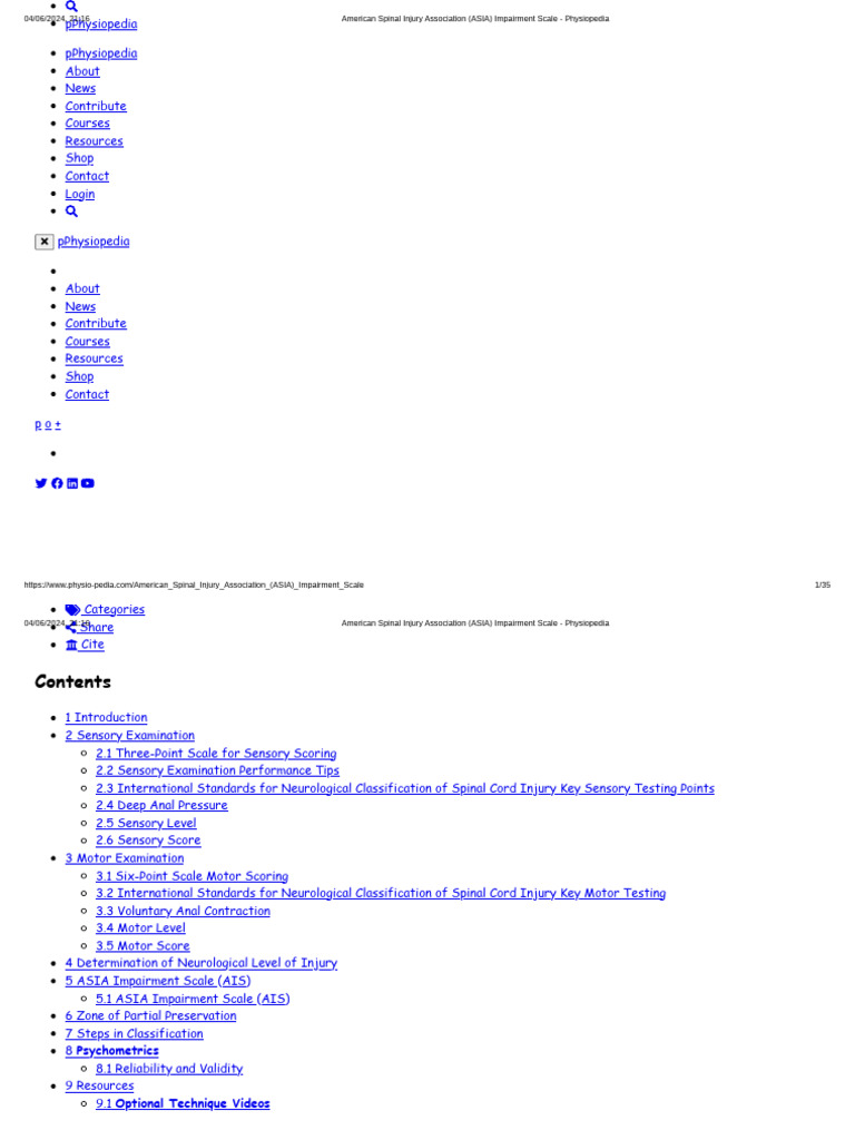American Spinal Injury Association (ASIA) Impairment Scale ...