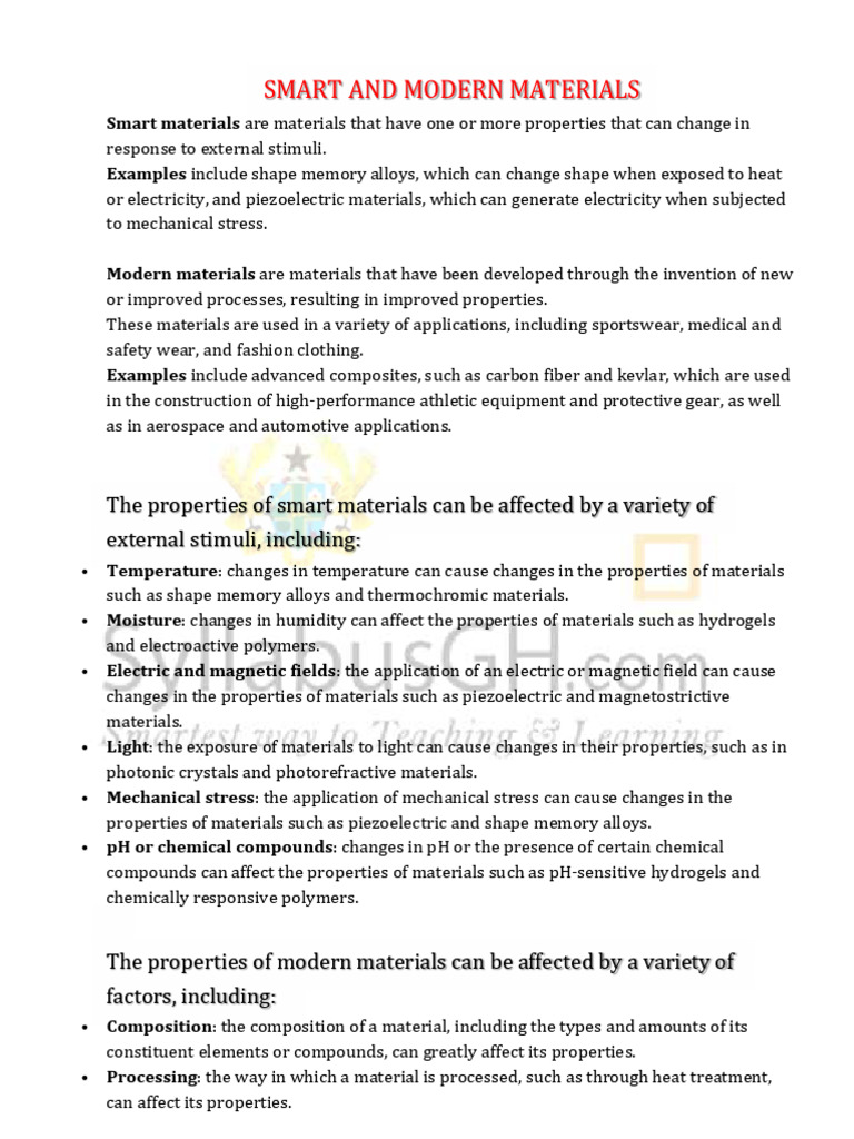 1.0.2 Smart and Modern Materials | PDF | Materials Science | Solid