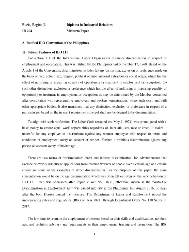 Salient Features of ILO | PDF | Employment | International Labour Organization