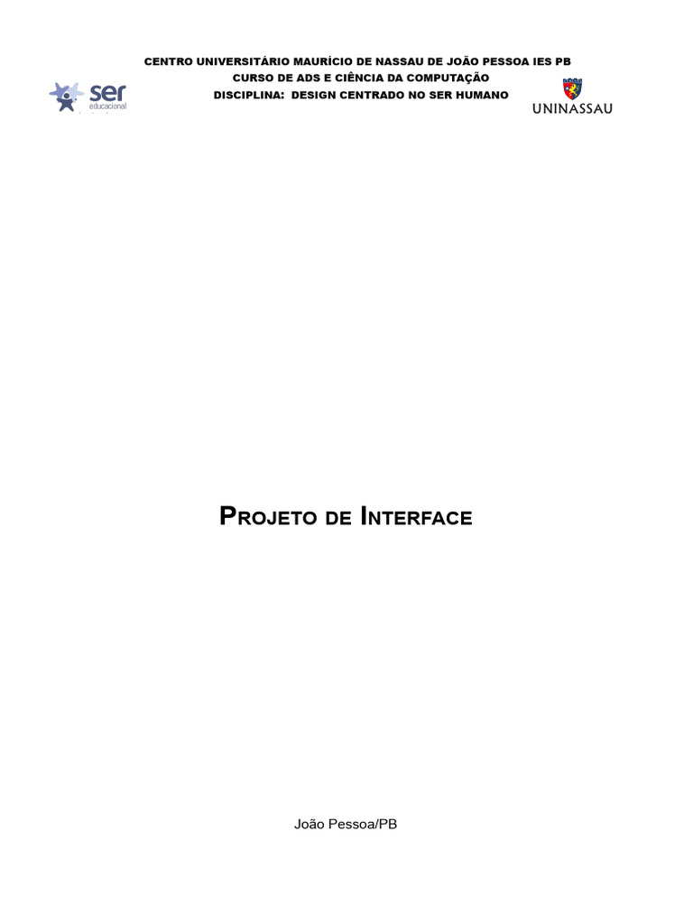 Projeto de Interface | PDF | Usabilidade | Interfaces gráficas do usuário