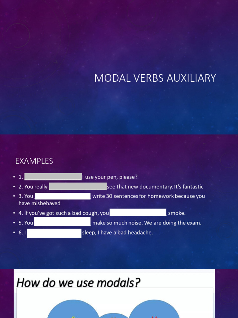 Modal Verbs: Usage Examples | PDF | Self-Improvement