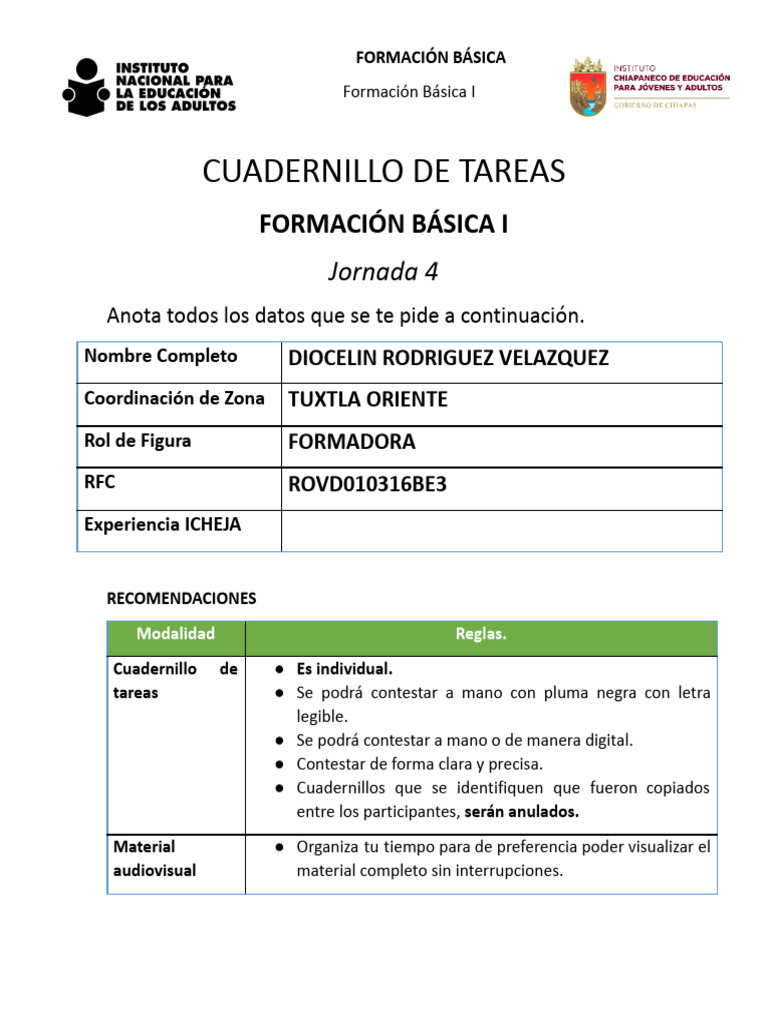 Cuadernillo Jornada 4 FB1 | PDF