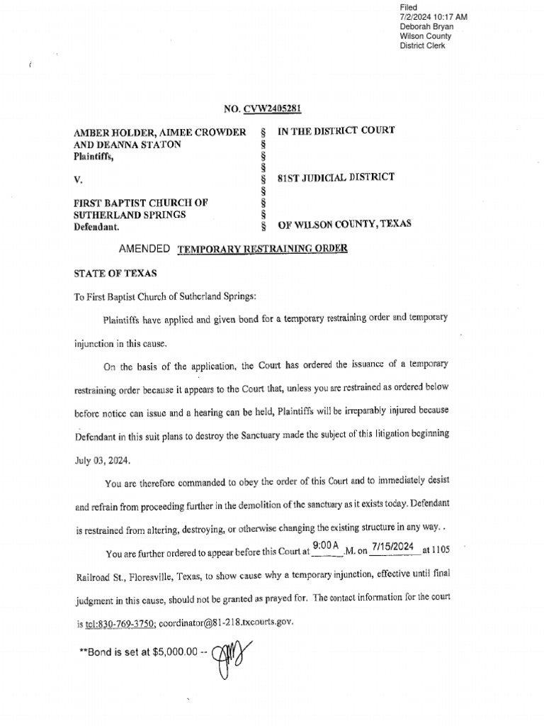 Temporary Restraining Order | PDF