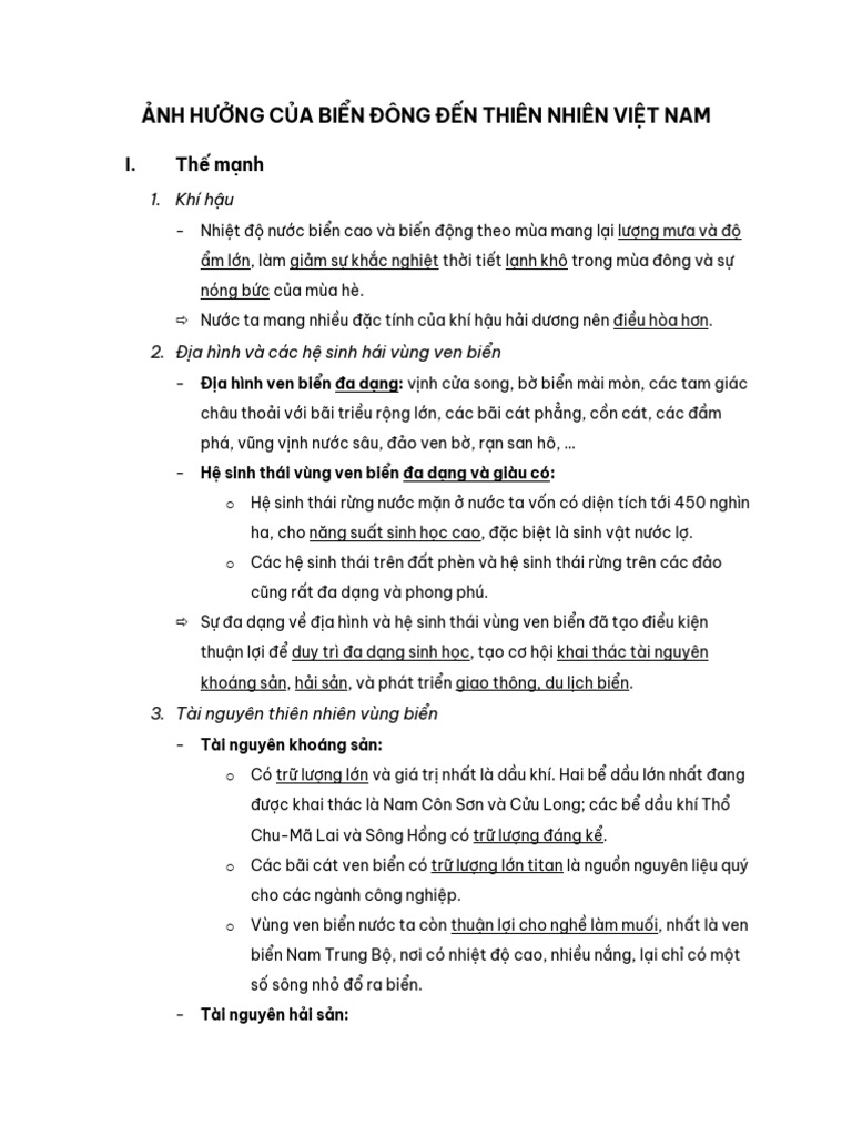 Vũ Ngọc Linh (12CA1-12ĐB) - ĐỊA - Bài lần 1 - ẢNH HƯỞNG CỦA BIỂN ĐÔNG | PDF