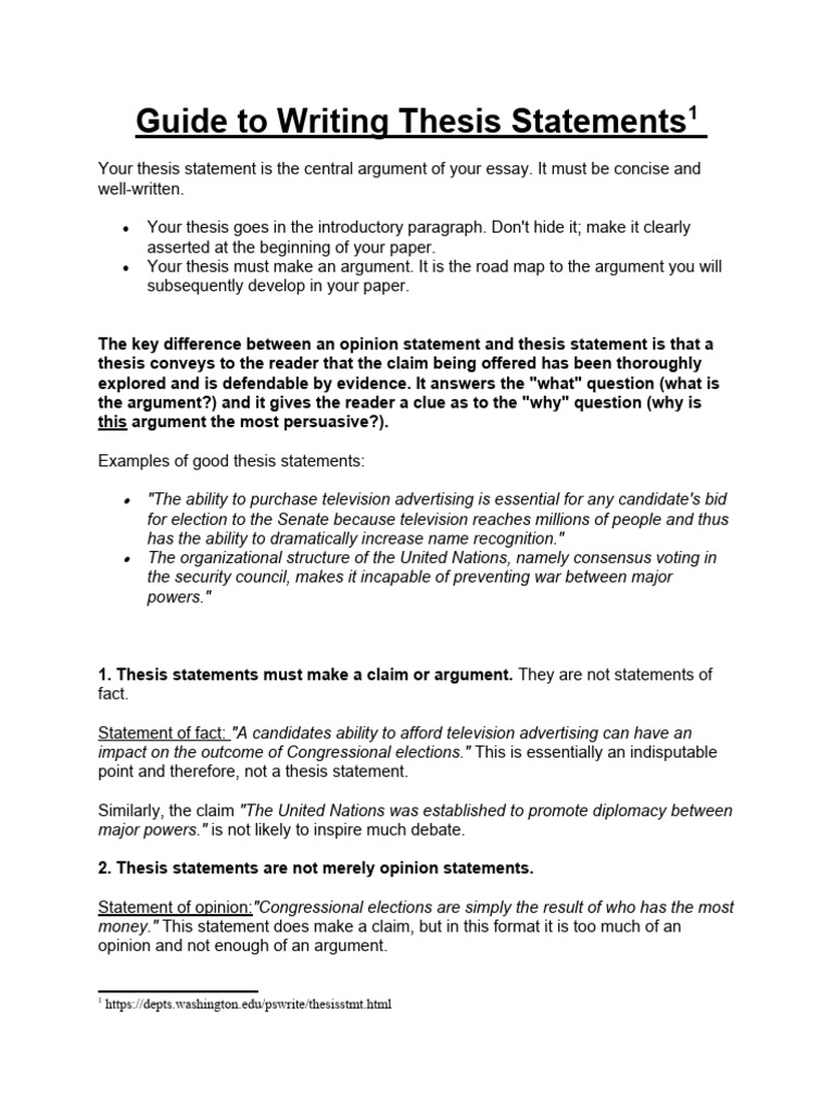 Guide To Writing Thesis Statements | PDF | Argument | Thesis