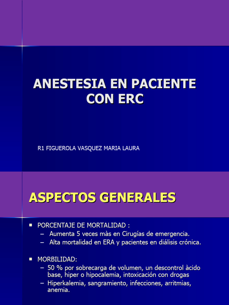 Anestesia en Pacientes con ERC | PDF | Anestesia | Medicina CLINICA