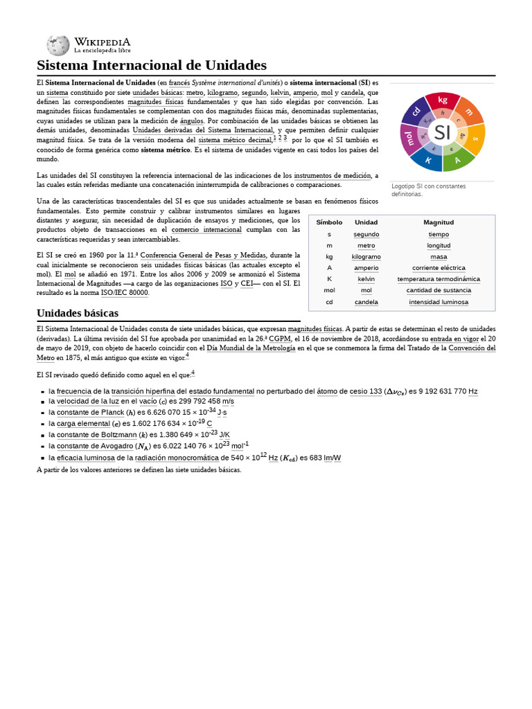 Sistema Internacional de Unidades (SI) | PDF | Sistema Internacional de ...