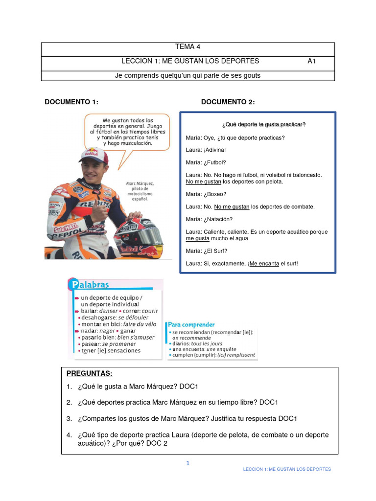 Gustos y deportes en conversación | PDF