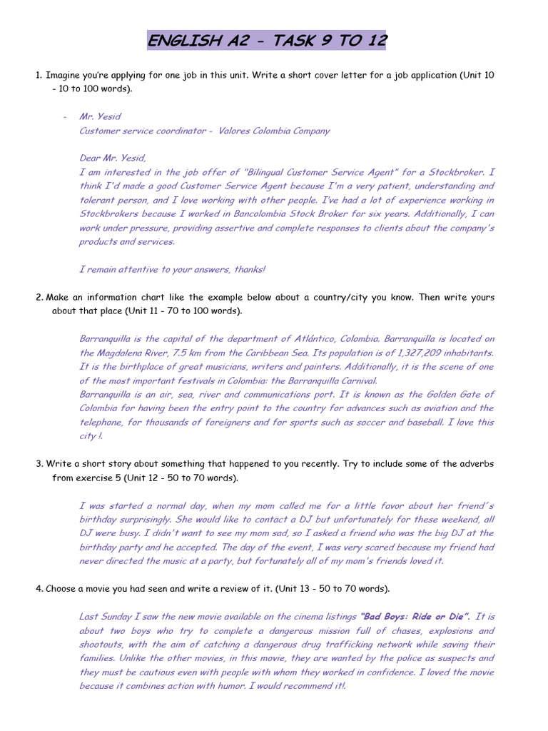 Writing Task A2 | PDF