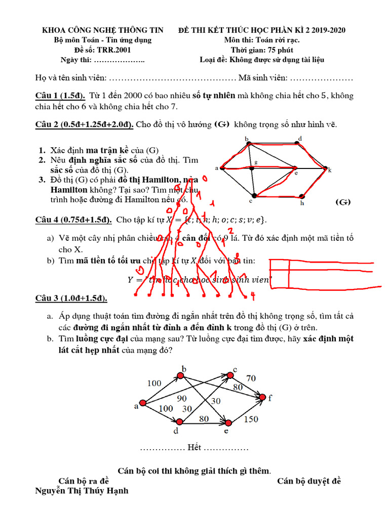 Đề TRR 2001 - 2002 - ki 2 - 2019 - 2020 | PDF