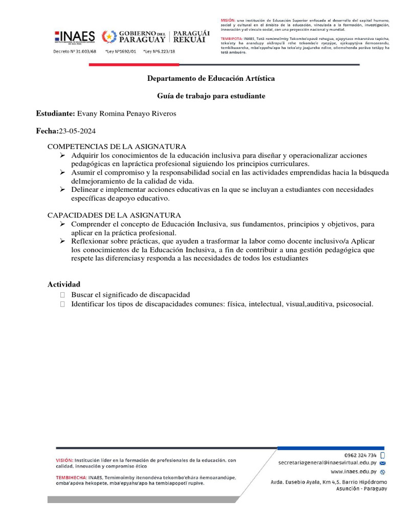 Trabajo para Plataforma - Evany Penayo | PDF | Invalidez