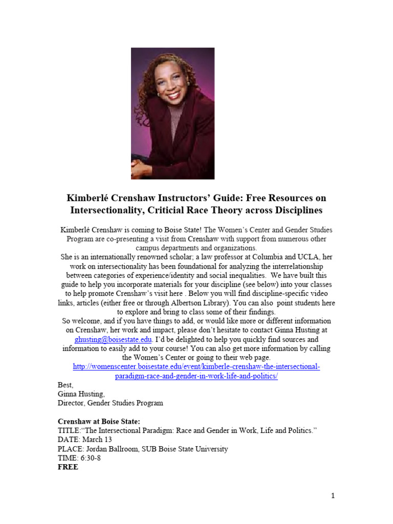 Kimberlé Crenshaw Instructors' Guide - Free Resources On ...
