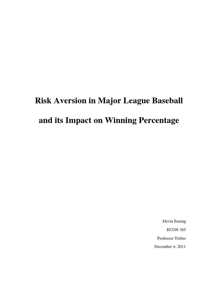 Risk Aversion in MLB | PDF | Utility | Risk Aversion
