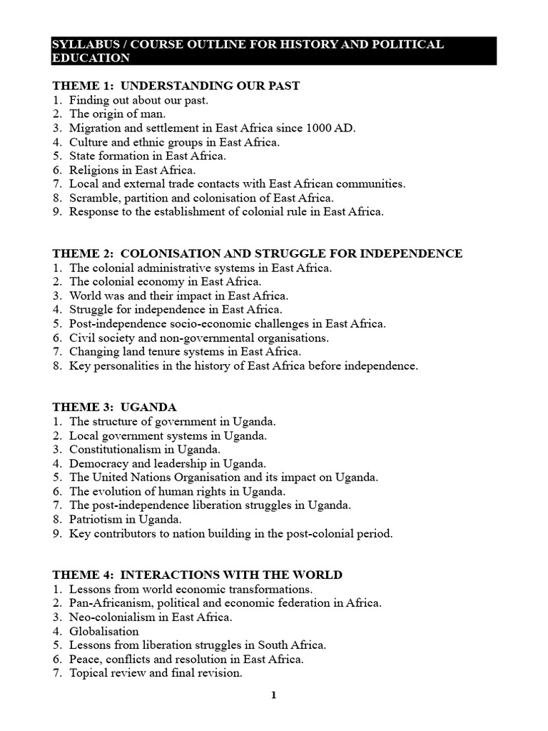 History and Political Education Syllabus | PDF | Uganda | Non Aligned ...