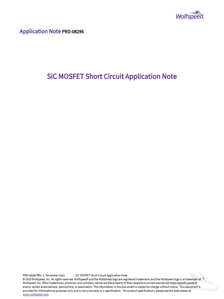 Wolfspeed PRD-08296 SiC MOSFET Short Circuit Application Note | PDF ...