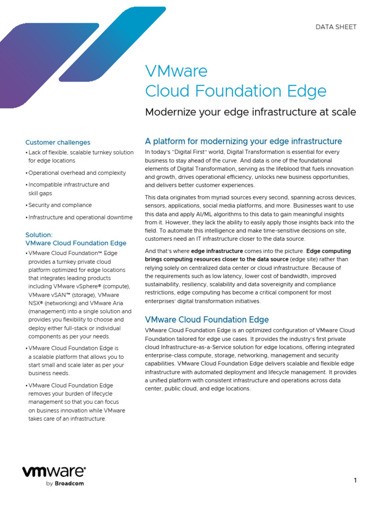 Vmware Cloud Foundation Edge Datasheet | PDF | Cloud Computing ...