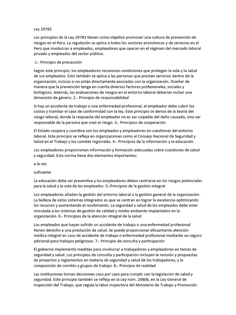 Ley 29783 | PDF | Derecho laboral | Economias