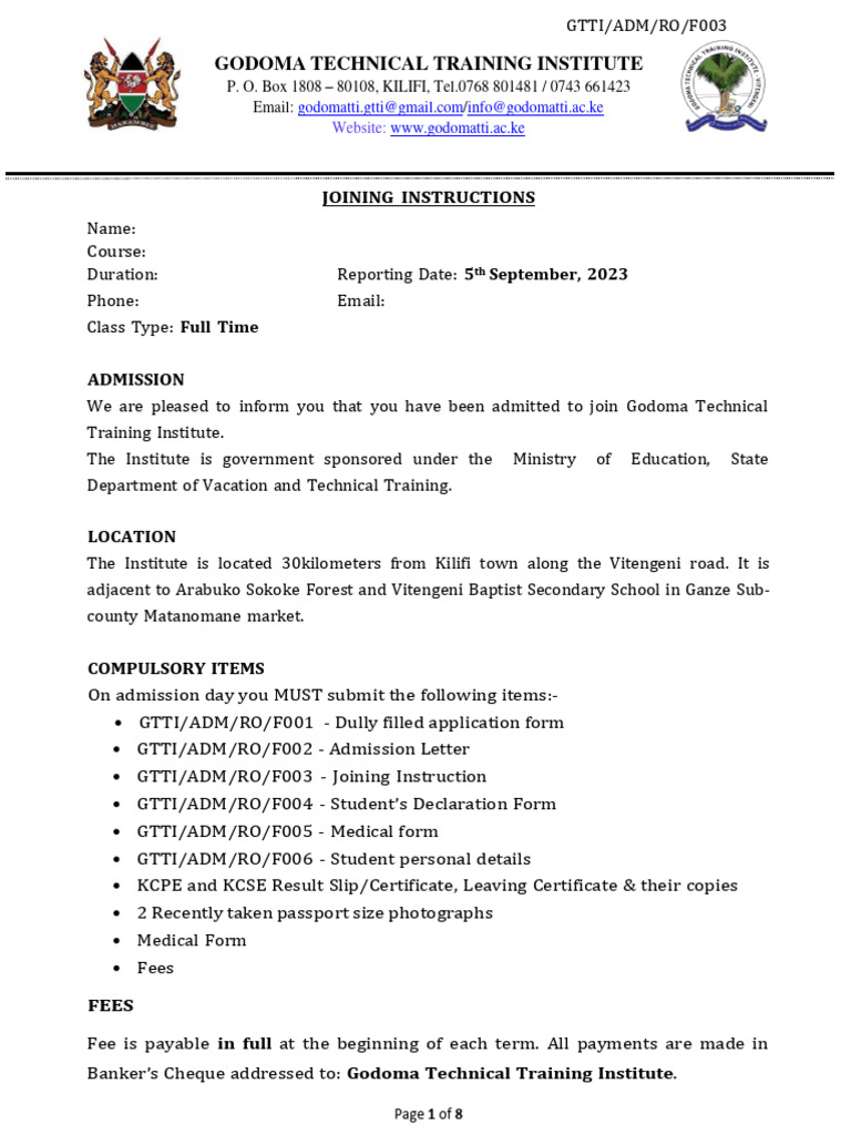 F003 Join Instruction 2023 With Fee Structure | PDF | Banks | Chef