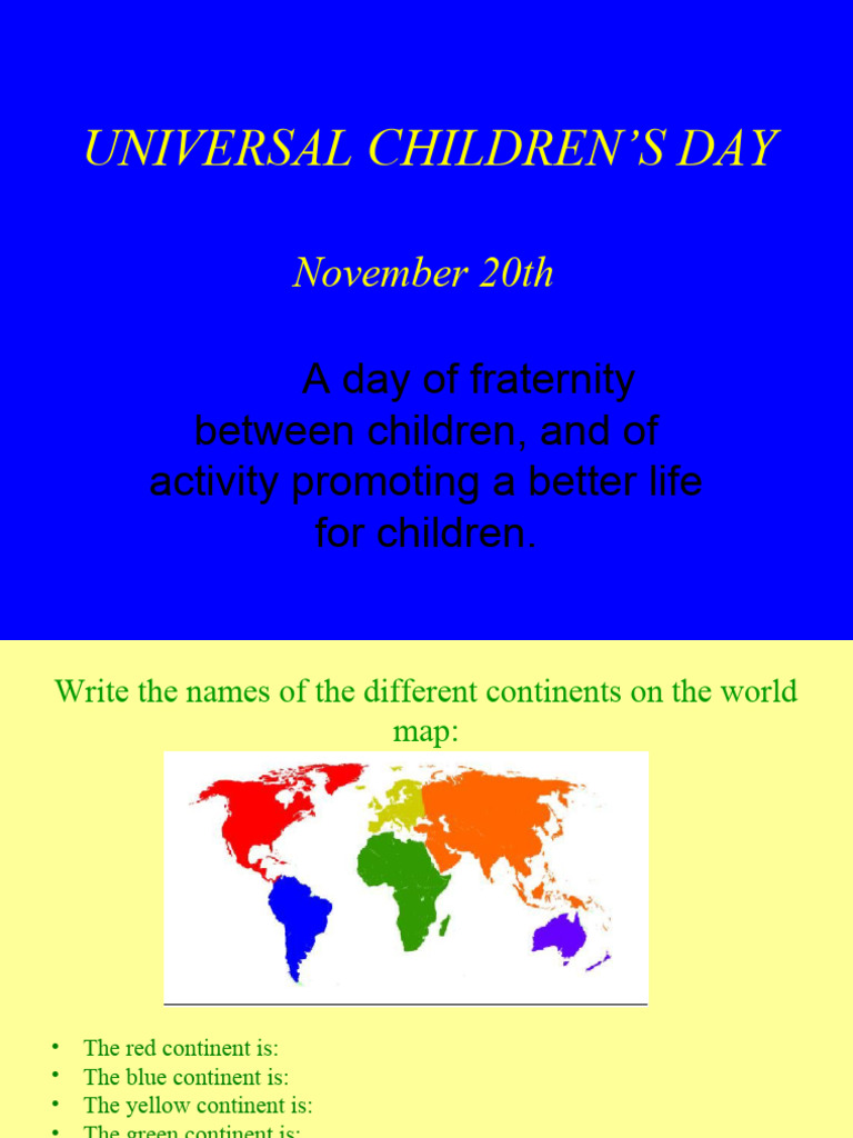 Universal Children's Day Activities Guide | PDF | Developing Country ...