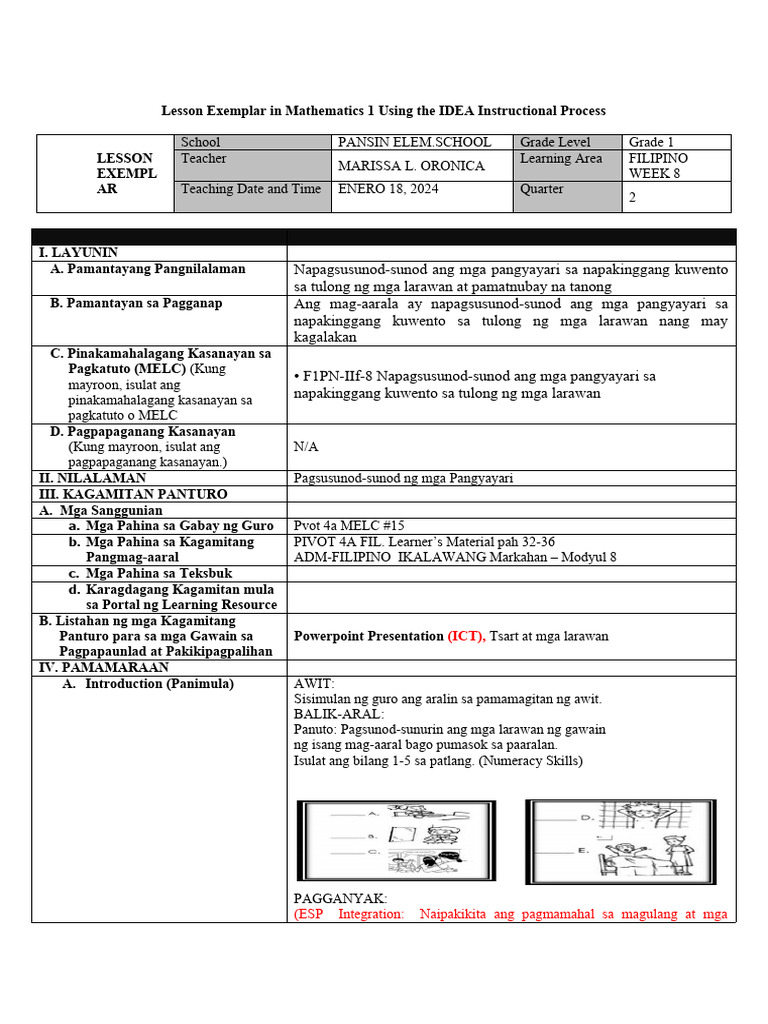 Ditablan Final Lesson Exemplar Filipino q2 w8 | PDF