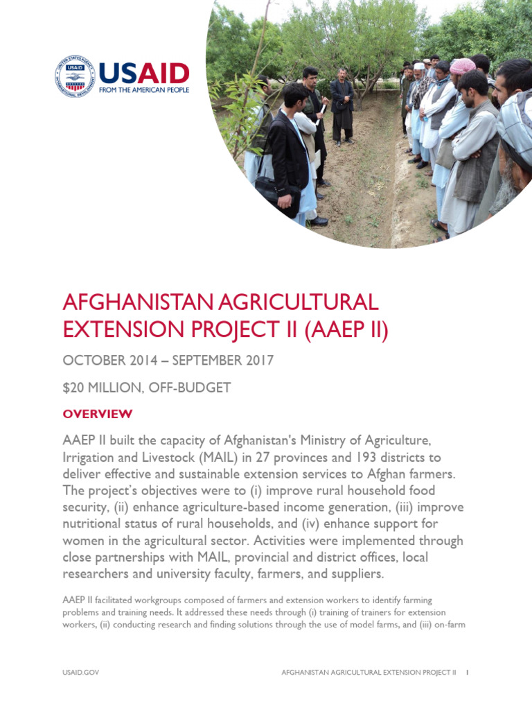 Afghanistan Agricultural Extension Project II AAEP II | PDF ...