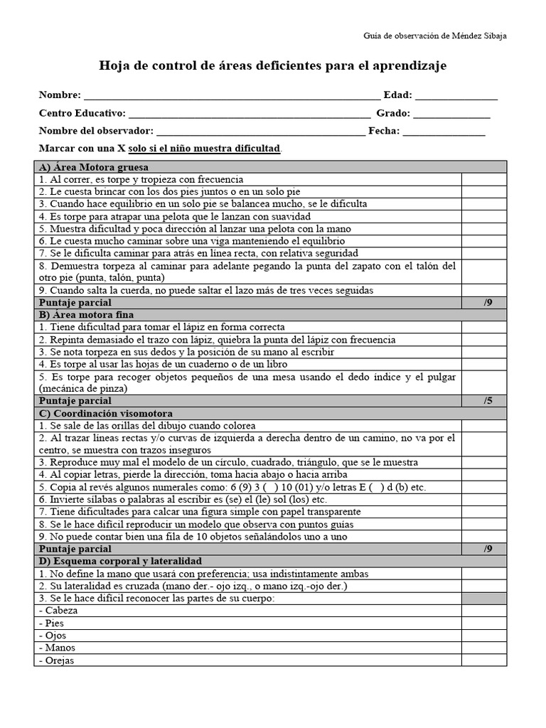 Hoja de Observacion de Mendez Sibaja | PDF | Sustracción