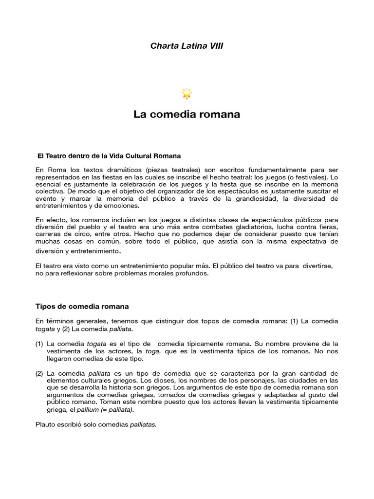 Comedia Romana: Tipos y Características | PDF | Teatro | imperio Romano
