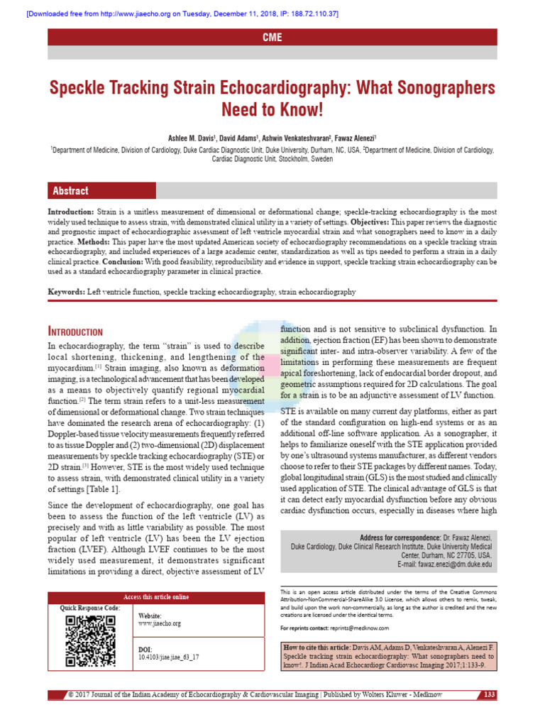 Speckle Tracking Strain Echocardiography What Sonographers Need To Know ... Speckle Tracking Strain Echocardiography What Sonographers Need To Know ...