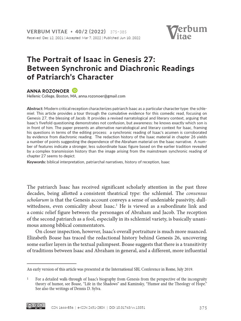 The Portrait of Isaac in Genesis 27 Betw | PDF | Isaac | Jacob