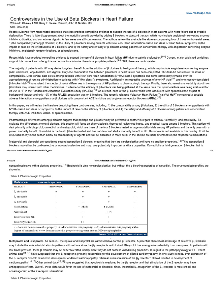 2003 Beta-Blockers in HF | PDF | Heart Failure | Medicine