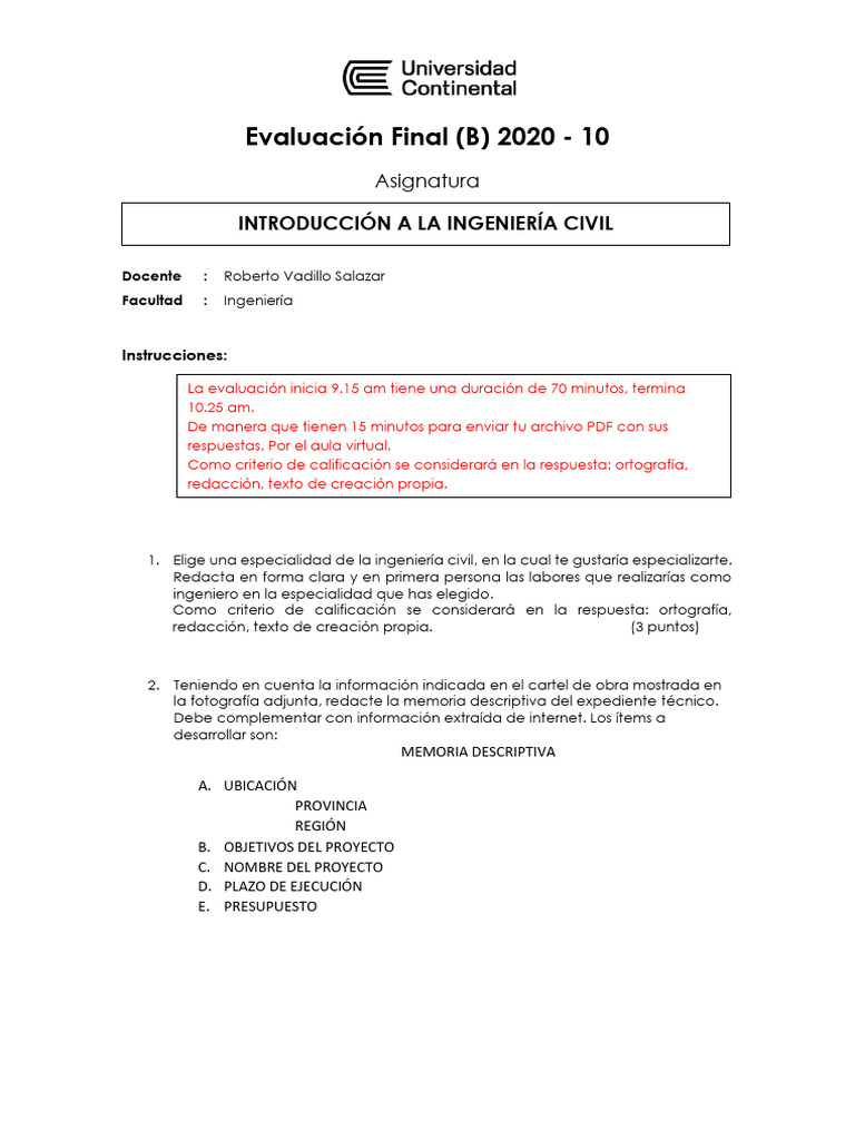 Evaluación Final B 202010 | PDF | Ingeniería | Ciencias fisicas