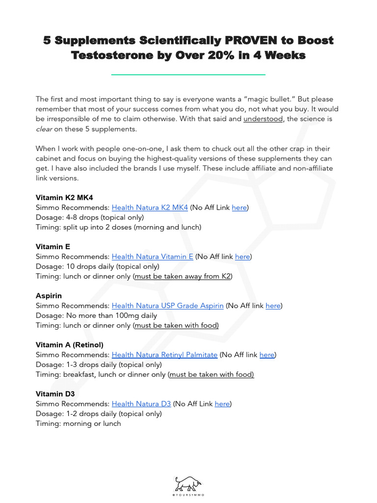 Testosterone Supplements Report | PDF | Dietary Supplements | Soybean