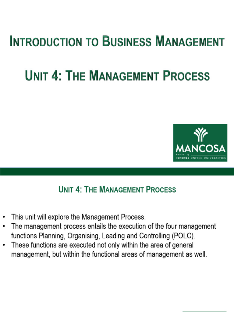 5-9-22 IBM - UNIT 4 the Management Process - PDF | Download Free PDF ...