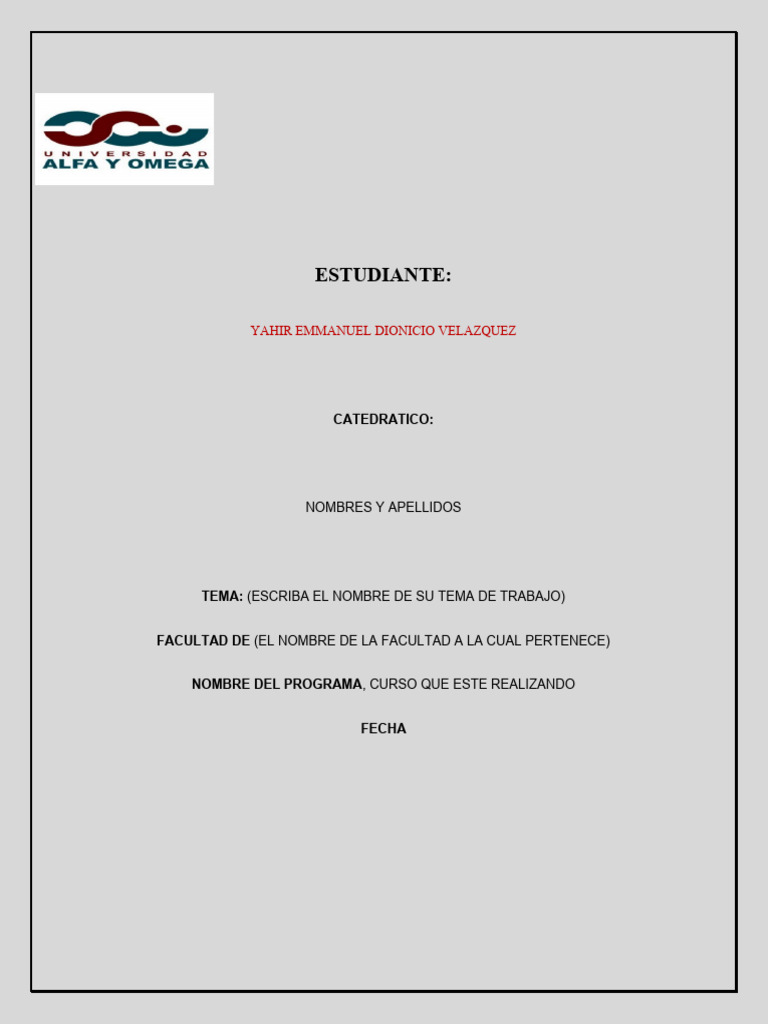 Hoja de Presentacion Word para Trabajos o Informes | PDF