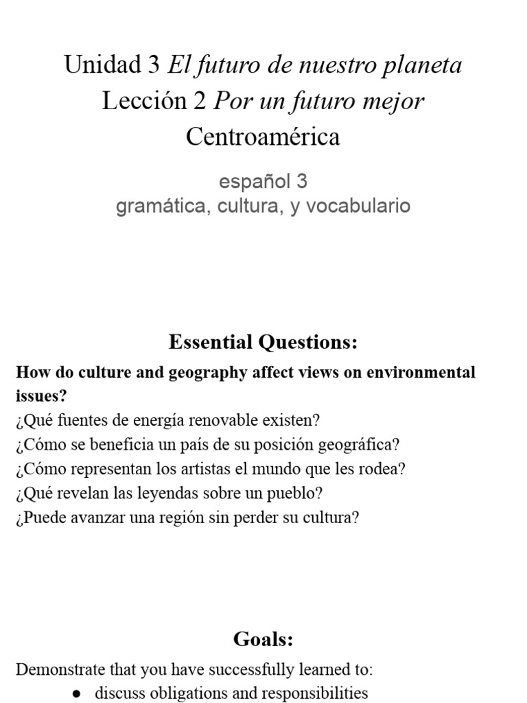 Sr. G - Sp3 U3L2 Gramática, Cultura, y Vocabulario | PDF