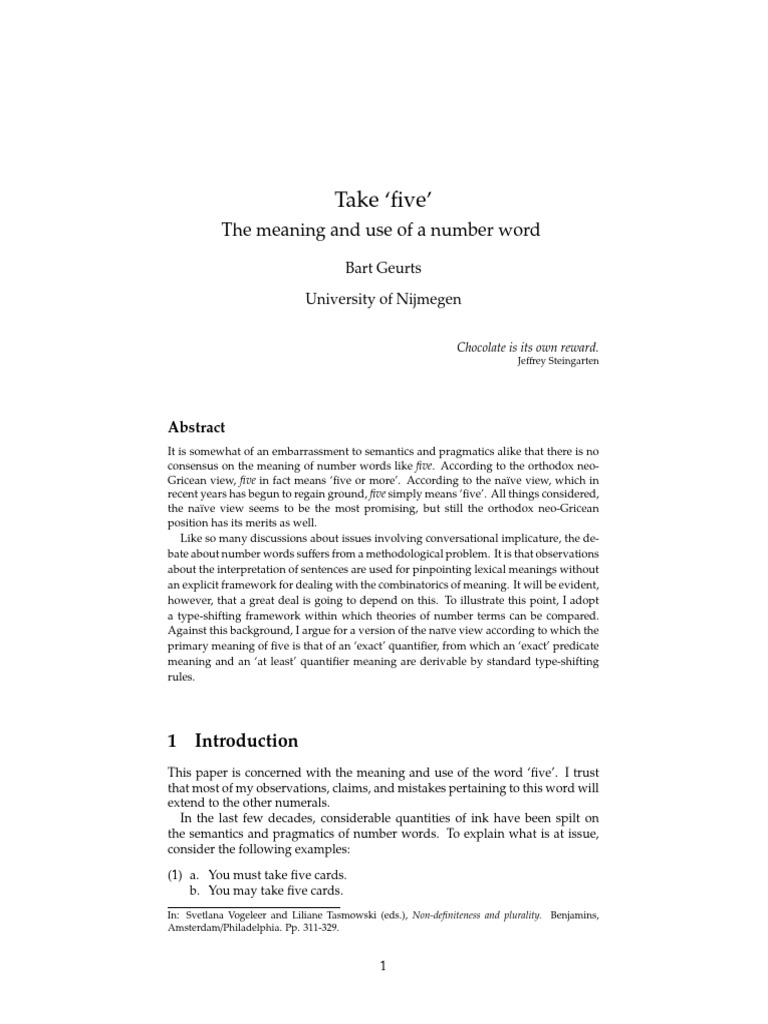 five | Download Free PDF | Semantics | Argument