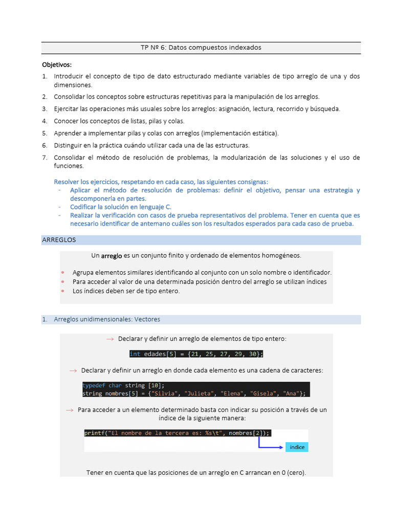 7-AED1-TP6 Datos Compuestos Indexados | PDF | Matriz (Matemáticas) | Programación de computadoras