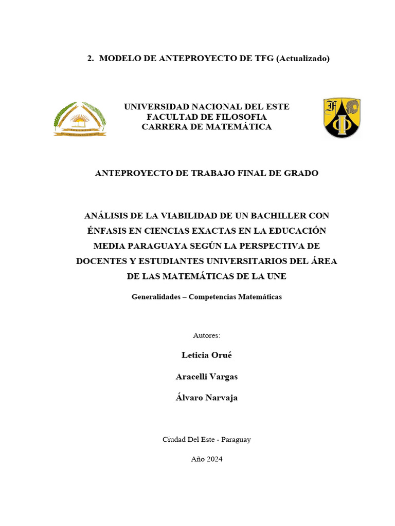 Plantilla - Modelo de Anteproyecto TFG | PDF | Plan de estudios | Science