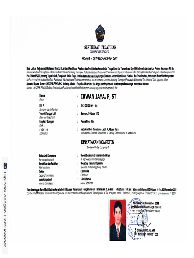 Sertifikat Instruktur Muda Pdf