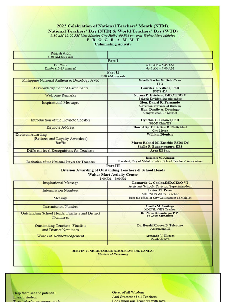 2022 Celebration of WTD Program | PDF